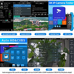 Rsrteng IPC-9800MOVTADHS Pro Full Features CCTV Camera Tester 8K 32MP IP Camera Tester 7-inch IPS Touch Screen Monitor CCTV Tester with 4K HD-TVI CVI AHD SDI Support DMM OPM VFL TDR Features POE HDMI