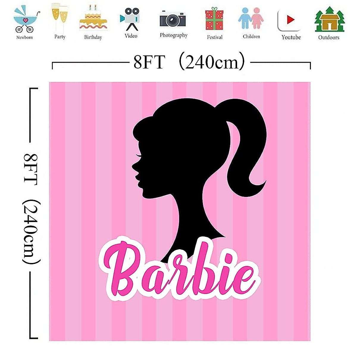 Withu Pink Party Backdrop Girls Frame Stripe Glamour Cake Table Spa Tea Time Photography Head Photo Decorations Banner Background