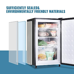 DEMULLER Upright Freezer 3.2 Cu.ft Freezer Single Door Freestanding Mini Freezer with Adjustable Thermostat Small Freezer for Kitchen, Apartment, Basement, Dorm, Black