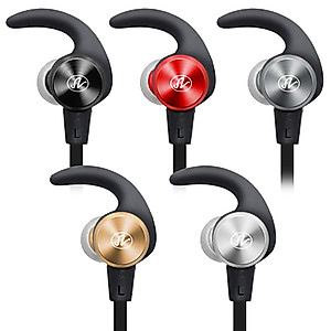 NEM Headphones in Ear Earbuds Magnetic Sweat Proof Sports Wired Earphones Stereo Bass Noise Cancelling Headsets with Microphone and Volume Control for All 3.5mm Jack Phones (Gold)