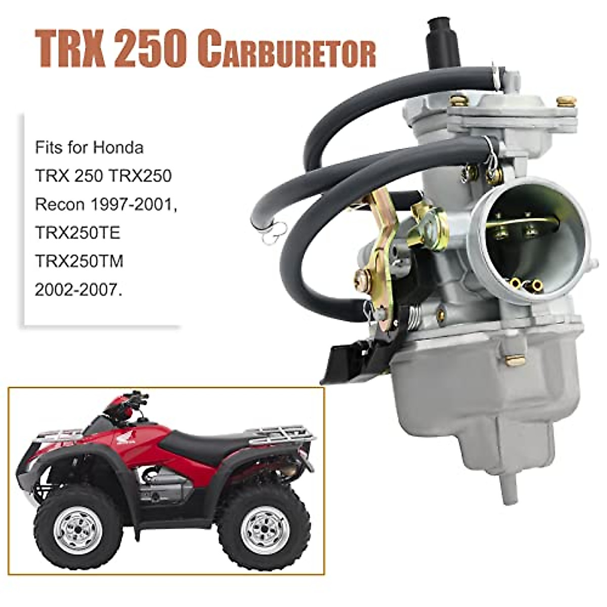 TRX 250 Carburetor Compatible with Honda TRX 250 TRX250 Recon TRX250TM TRX250TE ATV 250 Carburetor, TRX 250 Carburetor Kit