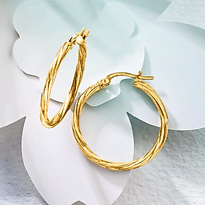 Ross-Simons Italian 14kt Yellow Gold Twisted Hoop Earrings