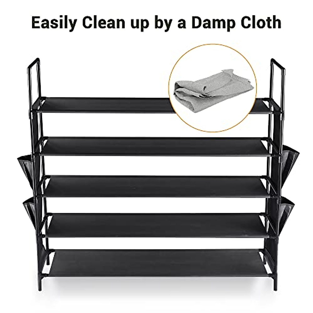 Yescom 5-Tier Shoe Rack Storage Organizer 25 Pair for Entryway,Hallway,Closet Black