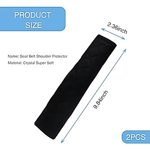 gunhunt 2 PCS Car Seat Belt Shoulder Cover, 9.8" x 2.3" Crystal Velvet Extended Shoulder Neck Pad Protector, Seat Shoulder Strap from Seat Belt Friction, Universal for Cars Accessories (Black)