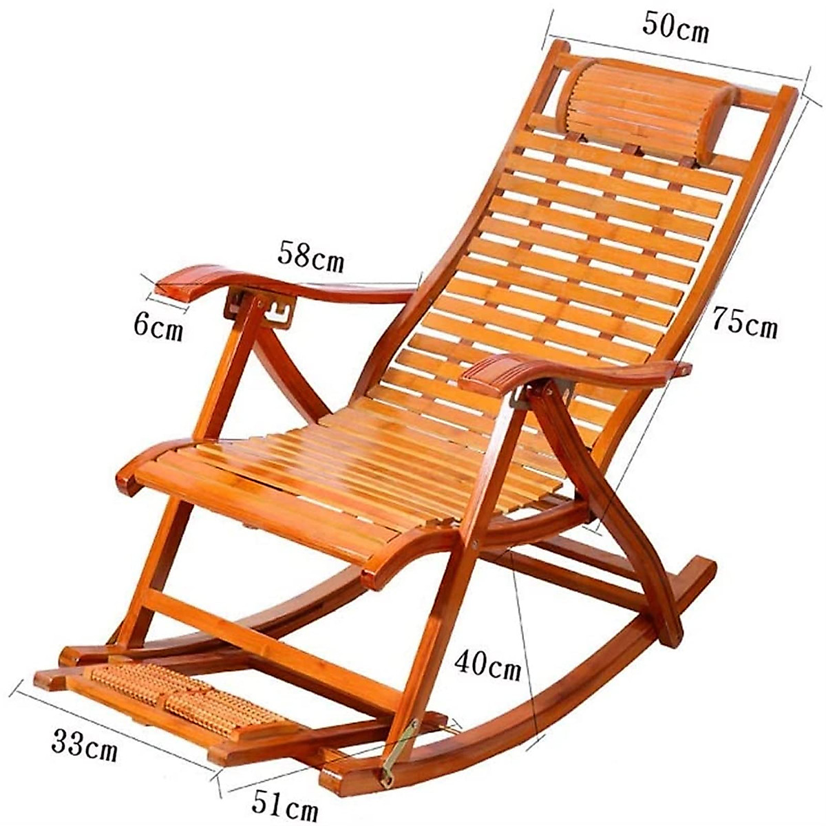 Folding Chair, Bamboo Rocking Chair, Recliner, Adult Rocking Chair, Folding Recliner, Balcony Rocking Chair, Lunch Break, Leisure Bamboo Chair