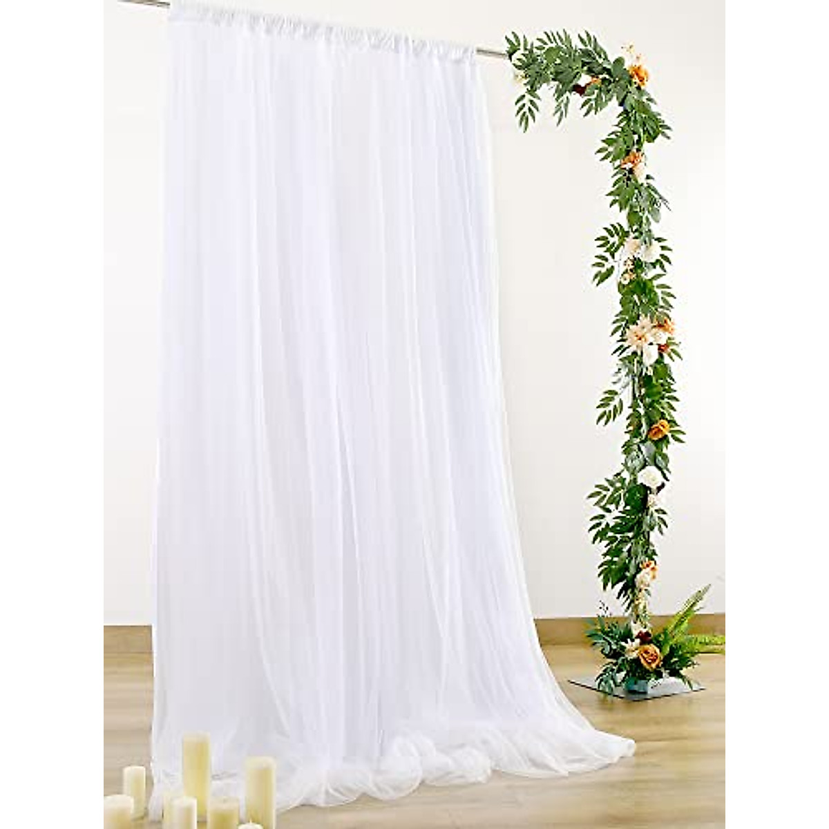 White Tulle Backdrop Curtains for Baby Shower Party Wedding Photo Drape Sheer Backdrop for Birthday Bridal Shower Photography Props 5 ft X 10 ft