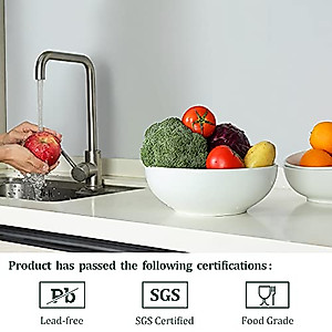 Yedio Pasta Serving Bowls 90 Ounce 9.7” Large Serving Bowls, Porcelain Salad Bowls for Kitchen, Big White Soup Bowls, Oven Dishwasher Safe, Set of 2