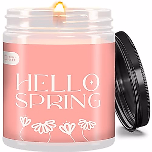 Hello Spring Candles - Spring Decor Candle, Spring Decorations for Home, Easter Decorations for the Home, Easter Decor Plumeria Bliss Scented Candles, Spring Time Candle Gifts for Women, Spring Gifts