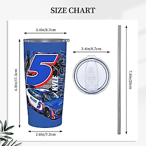 YFTRC Kyle Larson 5 Insulated Tumbler 20oz Tumbler with Lids and Metal Straws Stainless Steel Vacuum Insulated Travel Mug Coffee Cup Indoor Outdoor Ice Drinks Hot Beverage