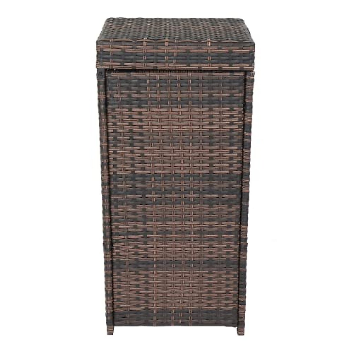 KECKS Brown Gradient with Top Cover Iron Frame Rattan Trash Can