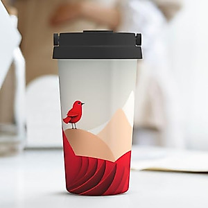 WANGZHAO Red Bird Design Print Double Wall Stainless Steel Vacuum Insulated Tumbler Cup Home Thermal Cup