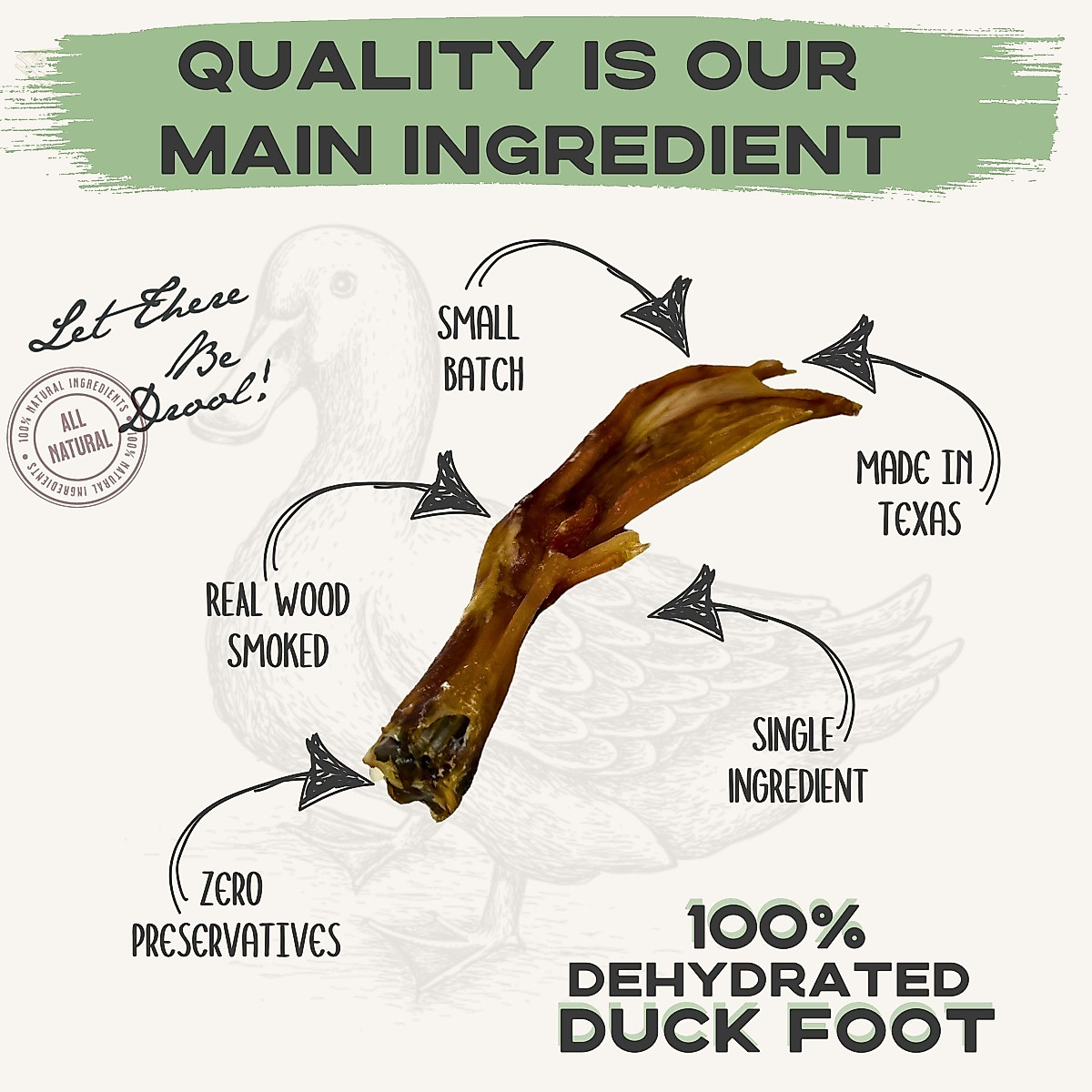 JACK'S PREMIUM Dehydrated Duck Feet Dental Dog Treat All Natural Chew Fully Digestible Made in USA - Source of Glucosamine and Chondroitin for Joints