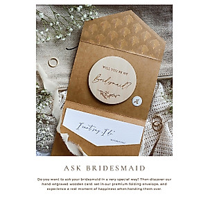 Jolicoon Will you be my bridesmaid wooden card with flip envelope and seal sticker - Bridesmaid proposal card