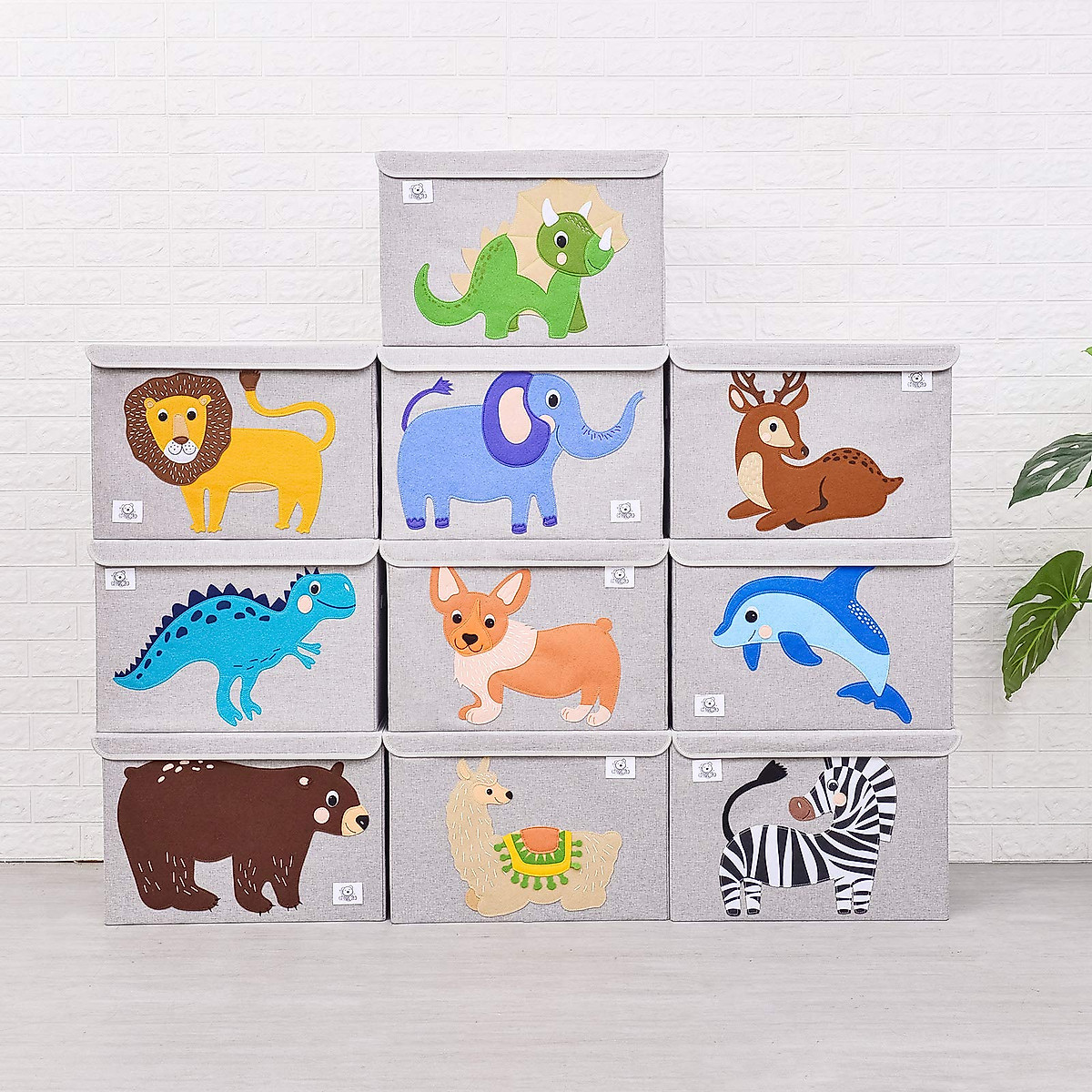 CLCROBD Foldable Large Kids Toy Chest with Flip-Top Lid, Collapsible Fabric Animal Toy Storage Organizer/Bin/Box/Basket/Trunk for Toddler, Children and Baby Nursery (Llama)