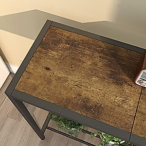 LAATOOREE Console Table, 41.7" Industrial Entryway Table with Shelf, Narrow Sofa Table for Hallway, Entrance Hall, Foyer, Corridor, Living Room - Wood Look Metal Frame - Rustic Brown