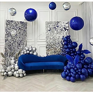 BAUANOOY 100pcs Royal Blue Balloons 12 inch, Navy Blue Latex Balloons with Blue Ribbon for Graduation Baseball Baby Shower Wedding Graduation Birthday Party Decorations