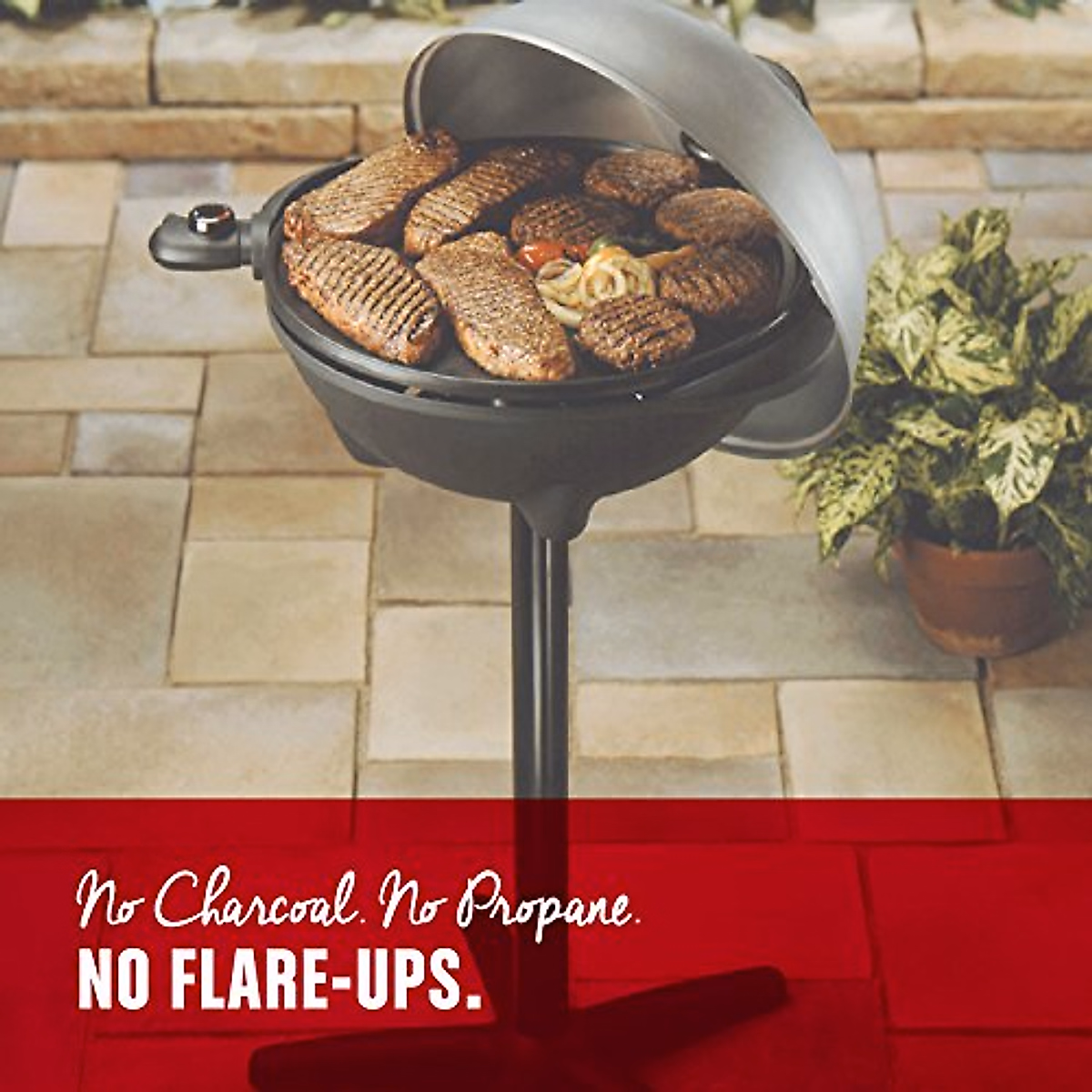 George Foreman, Silver, 12+ Servings Upto 15 Indoor/Outdoor Electric Grill, GGR50B, REGULAR