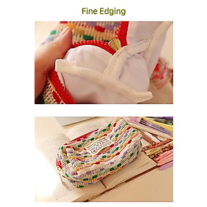 JHTPSLR Wool Knitting Pencil Pouch Colorful Knitting Wool Pencil Case Aesthetic Pencil Pouch Zipper Pen Bag Storage Bag Make Up Bag Stationery Organizer Bag for Office Travel (Multi)