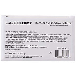L.A. COLORS 16 Color Eyeshadow Palette, Haute, 1.02 Ounce