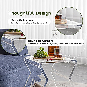 BTLWSI Acrylic Side Table, Acrylic Sofa Table Acrylic Nightstand with Storage Slots, Acrylic Clear End Table Stool for Living Room, Modern Clear Acrylic Coffee Table, 17" D x 12.2" W x 11.6" H