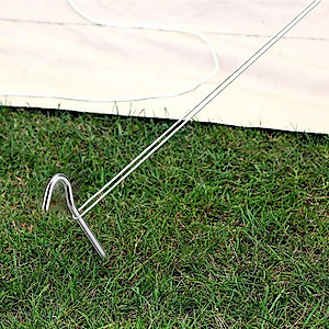 OK5STAR 9 Inch Galvanized Tent Stakes Metal Tent Pegs, Heavy Duty Steel Yard Camping Stakes Tarp Hooks Inflatables Outdoor Decorations, 25 Pack