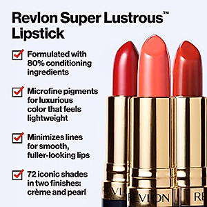 Revlon Super Lustrous Lipstick, Creamy Formula For Soft, Fuller-Looking Lips, Moisturized Feel, 745 Love Is On, 0.15 oz