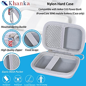 khanka Hard Travel Case for Anker 3-in-1 Fast Charging Charger with Built-In USB-C Cable/Anker 533 Power Bank/Anker Nano Power Bank,10000mAh Portable Charger (PD 30W max. Leistung),Case Only（White）