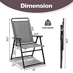 MAT EXPERT Folding Patio Chairs Set of 2, Portable Folding Chairs for Outside w/Metal Frame & High Back Support, Patio Lawn Chairs for Picnic, Camping, Beach, Backyard, Balcony, 330 lbs Capacity