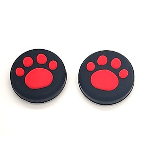 2 x Silicone Analog Controller Thumb Stick Joystick Grips Cap for Nintendo Switch NS/Switch Lite Controller Joy-Con ThumbStick Cute Cat Paw Claw (Red)