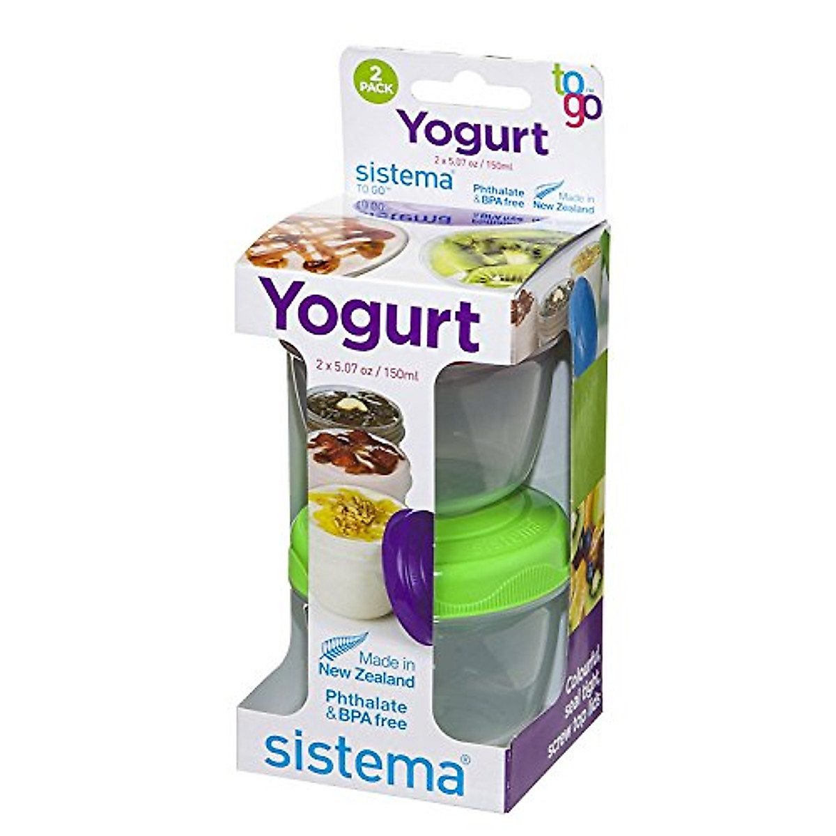 Sistema To Go Collection Yogurt Food Storage Containers, Pack of 2