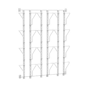 FixtureDisplays® Up to 6.25" Wide 12-Pocket Adjustable Display Rack, Wall Mounted Greeting Post Card Christmas Holiday Card Holders White bars Silver Pockets 11608-WHITE-TRIPLE