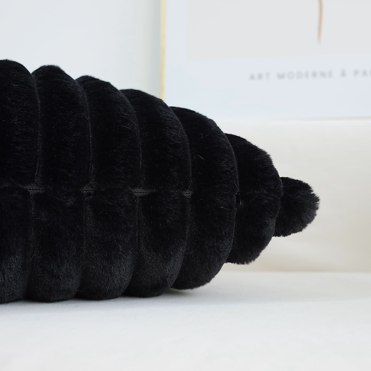 JOJUSIS Pack of 2 Faux Fur Plush Decorative Throw Pillow Covers Couch Cushion Case Soft Pillowcases (Black, 16 x 16-Inch)