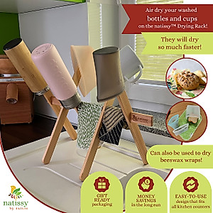 Wooden Dish Drying Rack; Wood Drying Rack for Dishes; Collapsable Dish Drying Rack Wood; Wood Dish Drainer for Kitchen Counter; Wood Dish Holder Rack for Baby Bottles, Glasses, Cups, Bags, Wraps