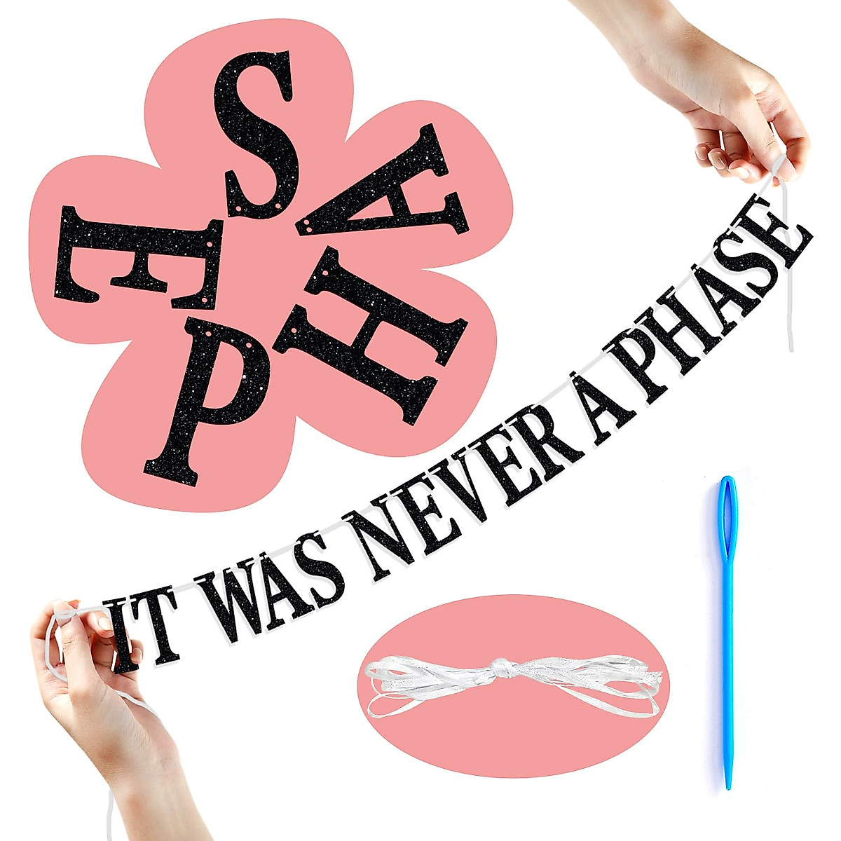 It Was Never a Phase Banner, Death to My Youth Bunting Sign, Funeral Birthday 30th 40th 50h 60th 70th 80th Birthday Party Decorations Supplies, Black Glitter
