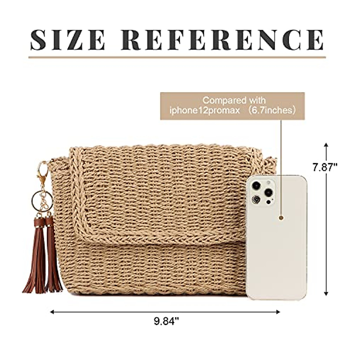 Freie Liebe Straw-Bag for Women Summer Woven Beach Bag Crossbody Purse Shoulder Handbag