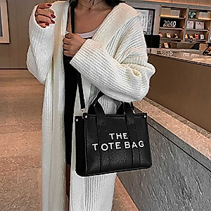 AyTotoro Work Tote Bag for Women Trendy Personalized Oversized PU Leather Top Handle Shoulder Crossbody Bag Handbag (Black)