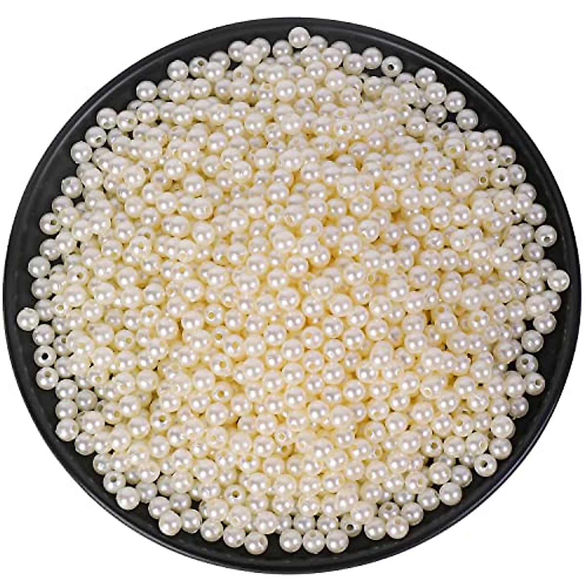 Sooyee Pearl Beads for Craft, 1500pcs Ivory Faux Fake Pearls, 6 MM Small Sew on Pearl Beads with Holes for Jewelry Making, Bracelets, Necklaces, Hairs, Crafts, Decoration and Vase Filler