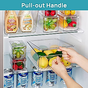 Vtopmart Set of 7 Fridge Organizer, Stackable Fruit Storage Containers for Fridge, Fridge Organizers and Storage Clear with lids, BPA-Free Refrigerator Organizer Bins with Drain Tray for Vegetables, Fruits, Food, Drinks