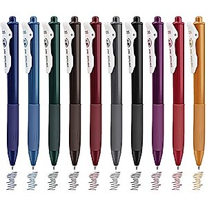 MyLifeUNIT Retractable Gel Pens, Quick Dry Ink Vintage Colors Pens for Journaling, Medium Point (0.5 mm), 10 Assorted Colors