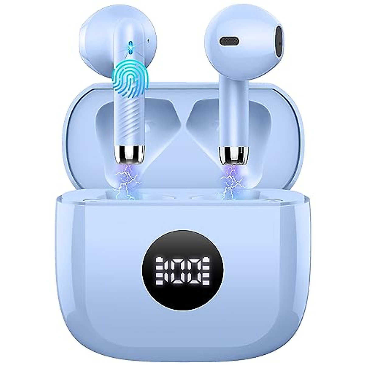 Wireless Earbuds, Bluetooth 5.3 Ear Buds LED Power Display Headphones Bass Stereo, Bluetooth Earbuds in-Ear Noise Cancelling Mic, 40H Playback Mini Case IP7 Waterproof Sports Earphones for Android iOS