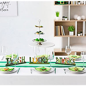 3 St Patrick's Day Wooden Table Decorations Centerpiece Green Shamrock Lucky Irish Tabletop Sign Saint Patrick Party Decor for Fireplace Mantle Shelf Office Desk Dining Room Kitchen & Home