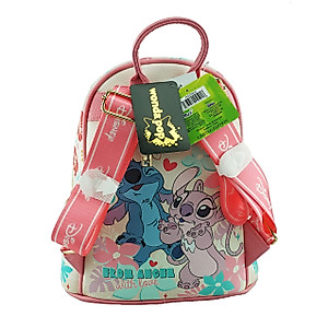 Wondapop Disney Angel and Stitch 11" Vegan Leather Fashion Mini Backpack