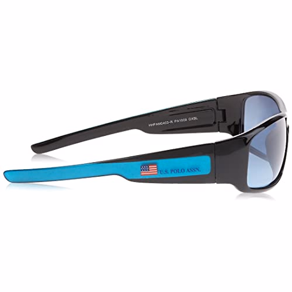 U.S. Polo Assn. mens Pa1009 UV Protective Frosted Arm Rectangular Sunglasses for Men Classic Gifts Men 80 mm, Black & Blue, mm US