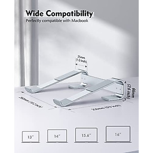 Soqool Laptop Stand for Desk, Computer Stand Riser for Desk,Ventilated Ergonomic Aluminum Notebook Stand Compatible with MacBook Air Pro Dell XPS HP 11 14 15.6 17.3 Inch Silver Work from Home