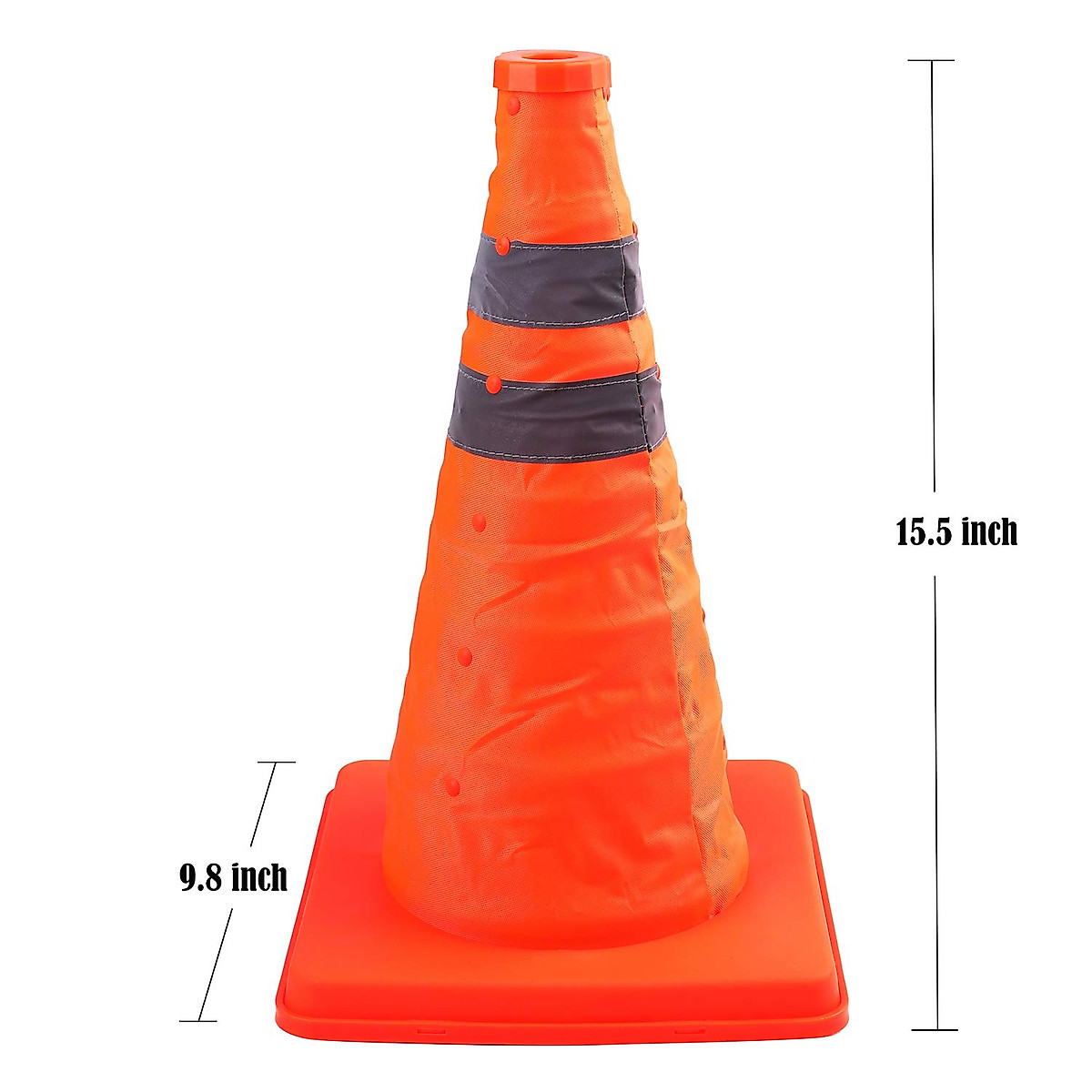 Faswin 4 Pack 15.5 Inch Collapsible Traffic Cones Safety Road Parking Cone Driving Construction Cones with Reflective Strips Collar, Orange