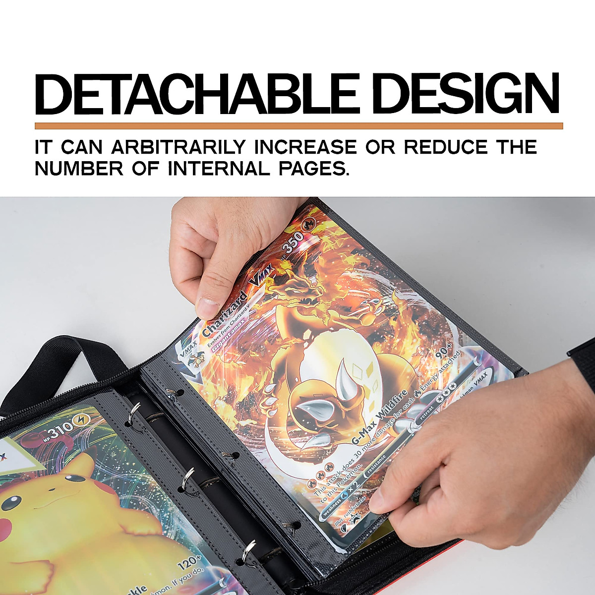 D DACCKIT Binder Compatible with Jumbo Cards, Holds 80 Jumbo Cards, Card Book with Jumbo Card Sleeves Compatible with OverSize Cards - XL Red