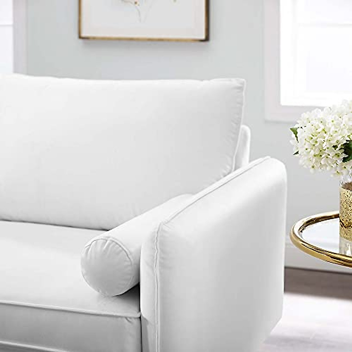Modway Revive Performance Velvet Sofa, White , 32.5 x 72 x 33.5