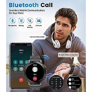 LIGE Smart Watch for Men Heavy Duty Make Call IP68 Waterproof with 1.43in AMOLED Touchscreen Always on Display Long-Lasting Battery Fitness Tracker Android iOS Military Smart Watch for Men