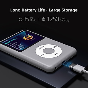 128G Innioasis Mp3 Player with Bluetooth, 2.4" Portable Mini HiFi Sound Bluetooth Walkman Digital Music Player with FM Radio Long Batter Life for Kids (Silver)