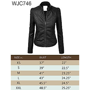 Lock and Love LL WJC746 Womens Vegan Faux Leather Motorcycle Jacket L Wine